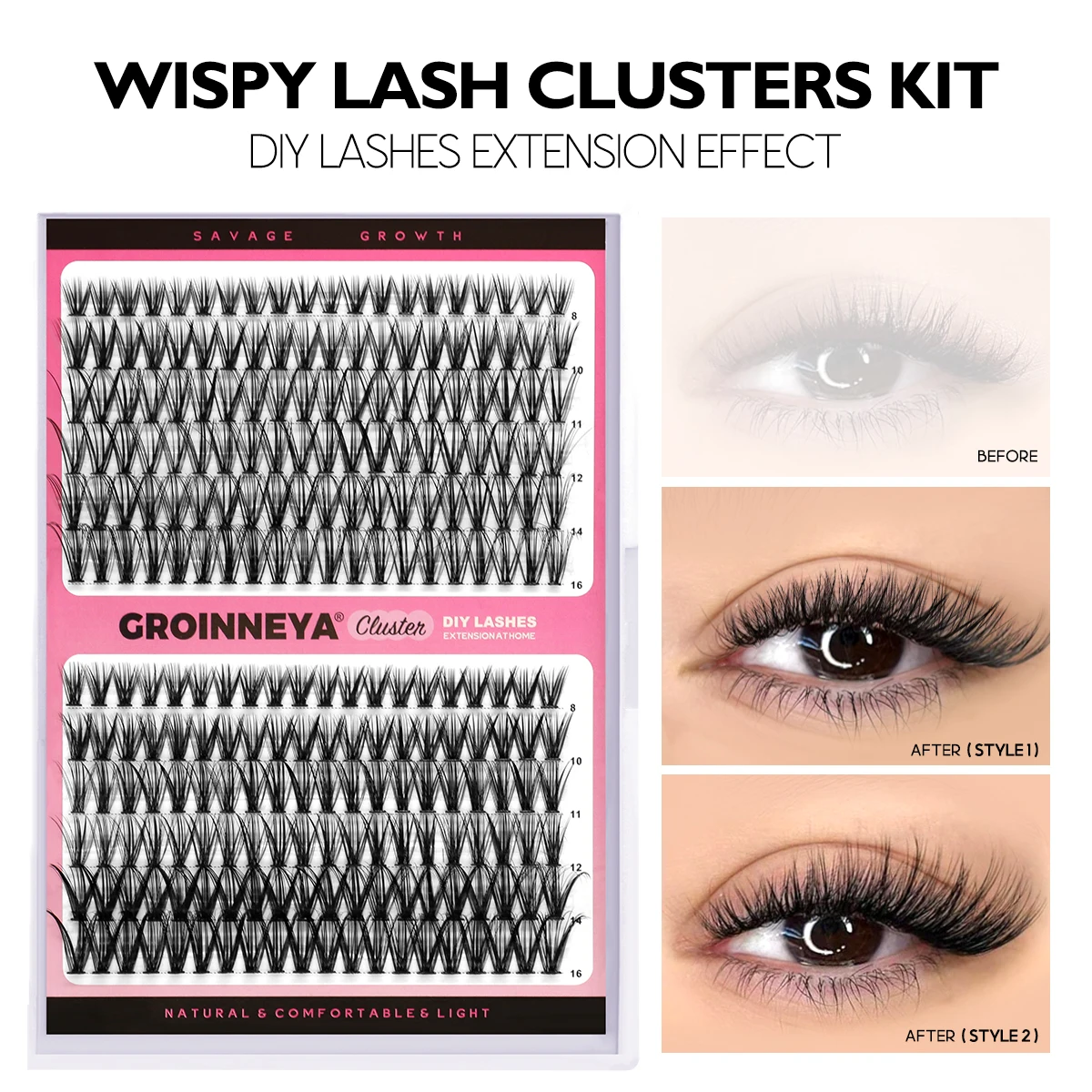 Lashes Clusters Set Extensions Kit Fake eyelashes Mix Lash Clusters with Lash Bond Seal and Lash Applicator Tool Makeup AliExpress 66