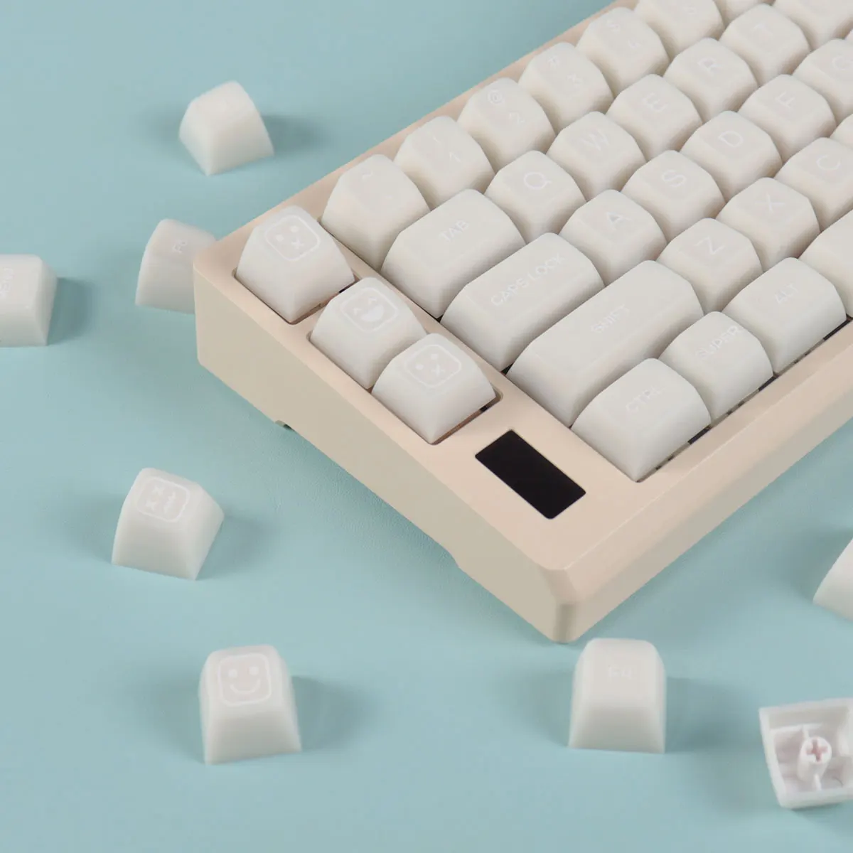 161-Keys-Marble-Themed-Keycaps-Double-Shot-PBT-Keycaps-Milk-White ...