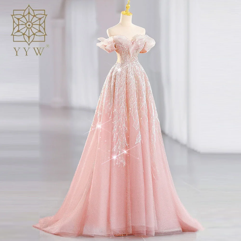 Luxury-Evening-Dress-Pink-Beads-Elegant-Wedding-Party-Dresses-Formal ...