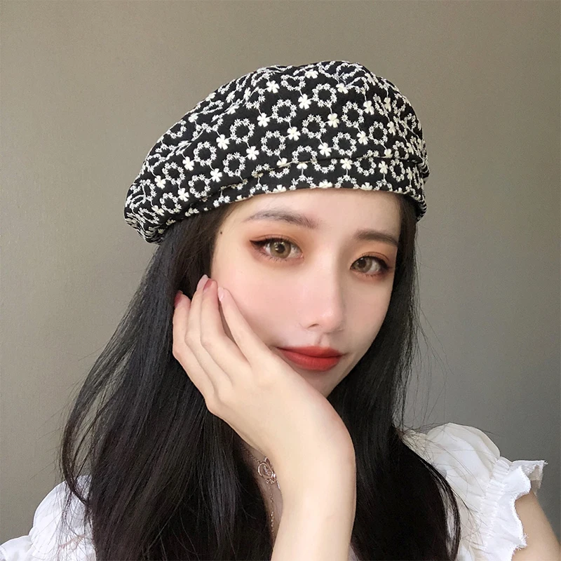 Beret Summer Autumn Spring | Beret Embroidery | Korean Hats Women ...