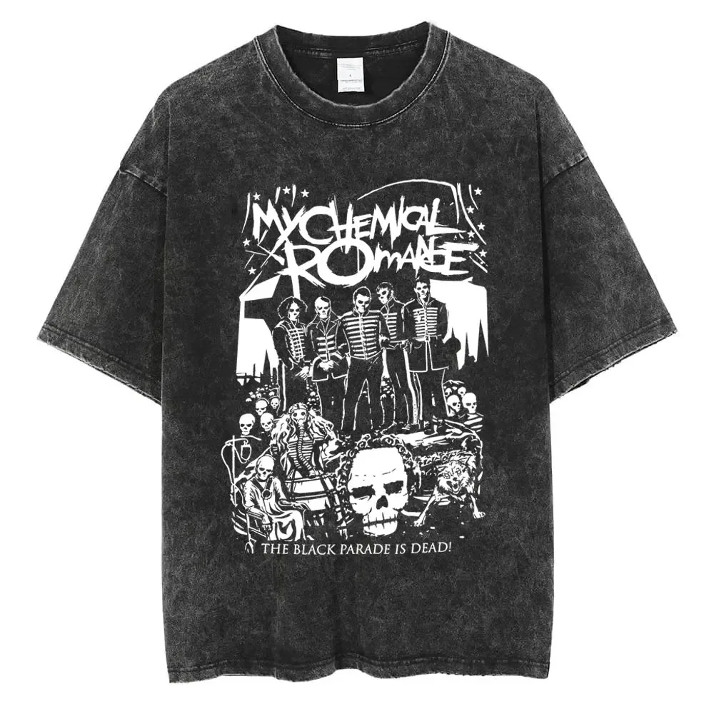 Rock-Band-My-Chemical-Romance-Washed-T-Shirts-The-Black-Parade-Men ...