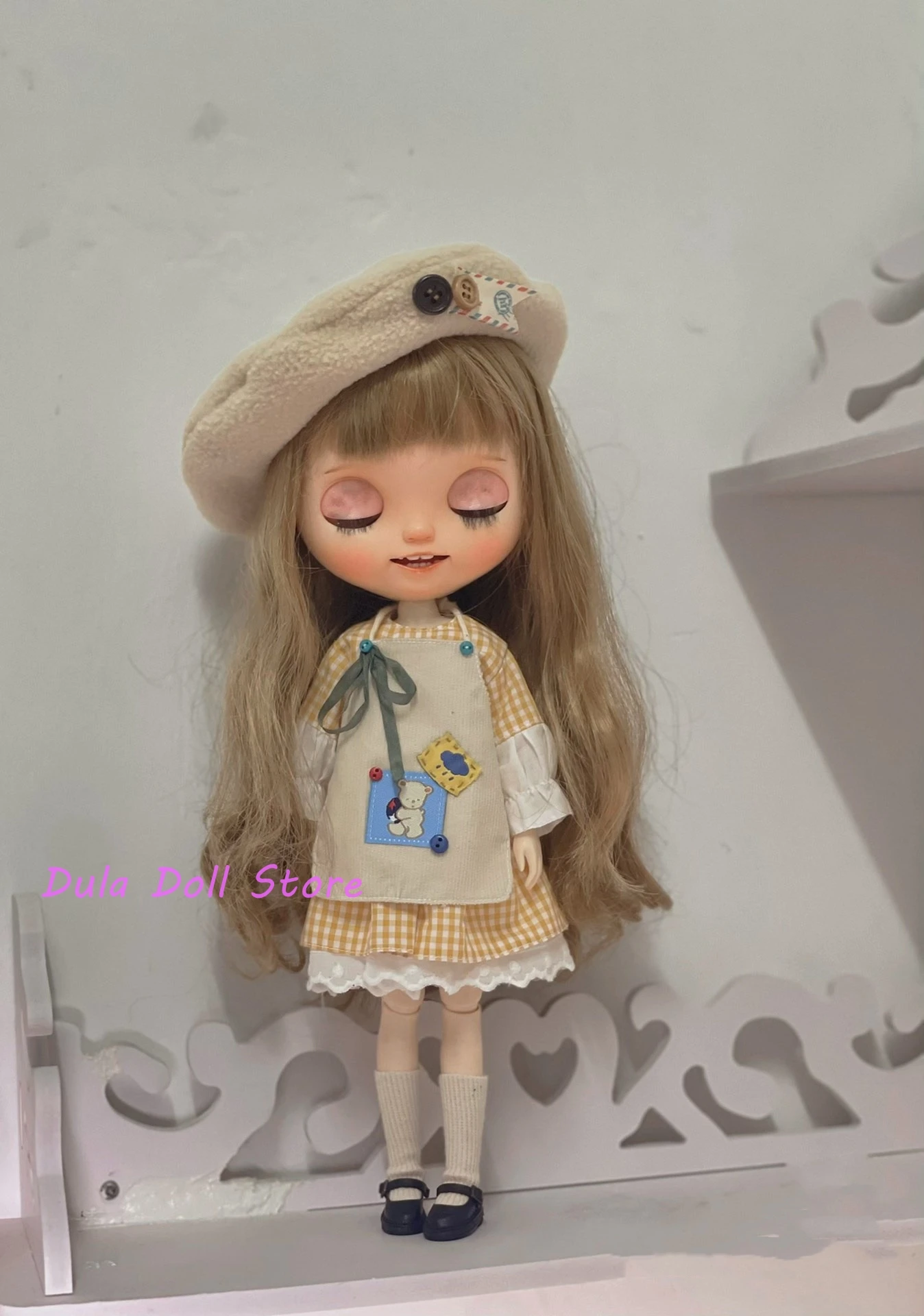 Dula-Doll-Clothes-Dress-Yellow-checkered-skirt-Blythe-Qbaby-ob24-ob22 ...