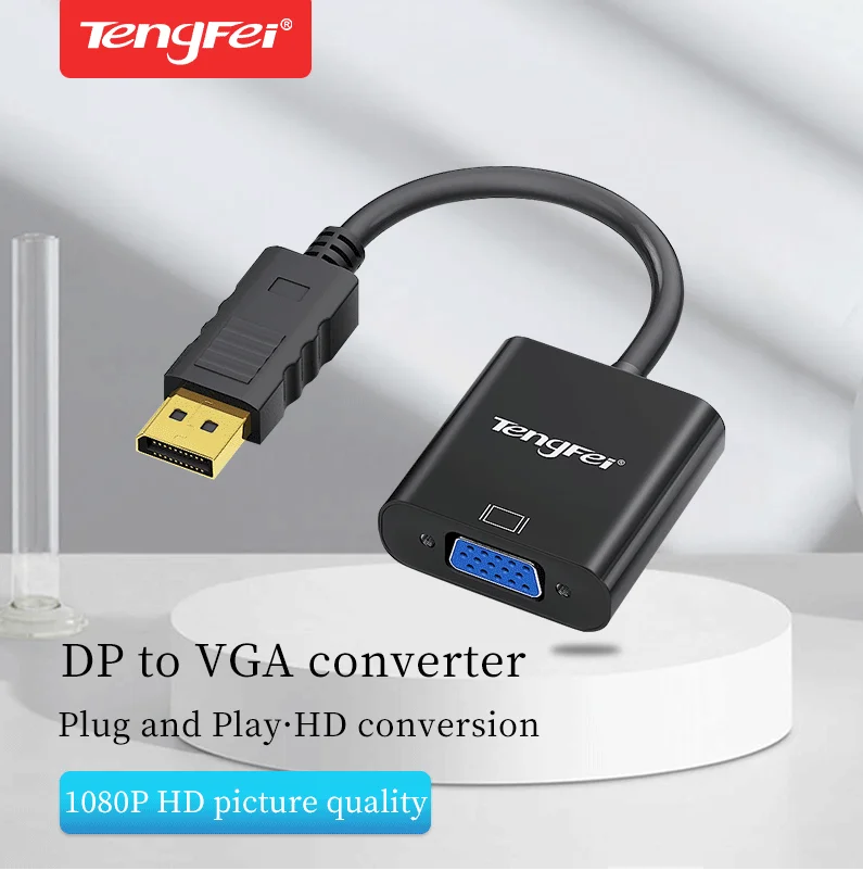 DP to VGA Adapter Cable 1080P DisplayPort Male to VGA Female Converter ...