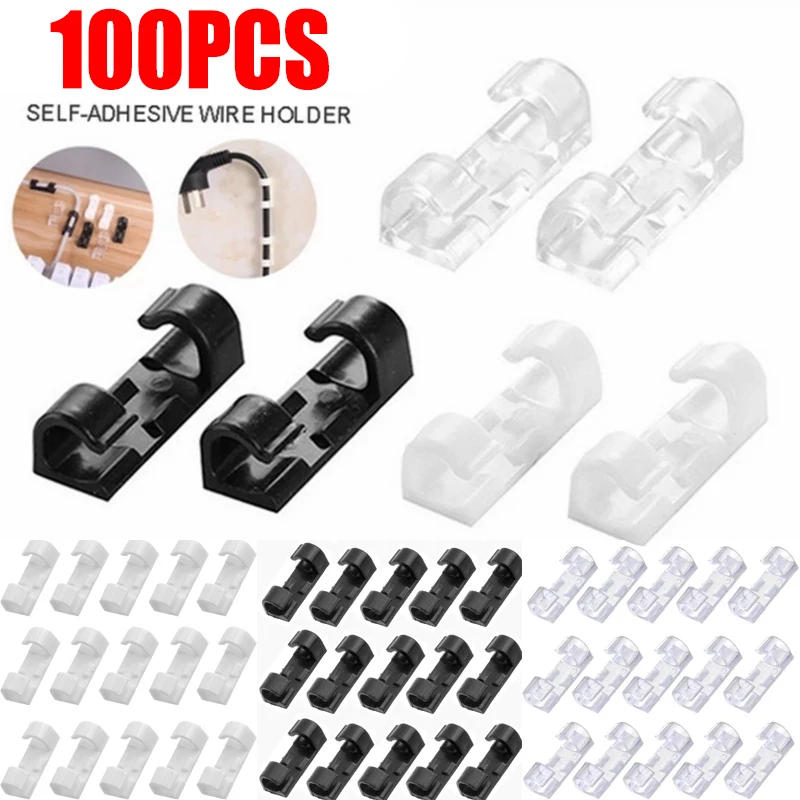 100PCS-Cable-Organizer-Clips-Wire-Management-Data-Cord-Holder-USB ...