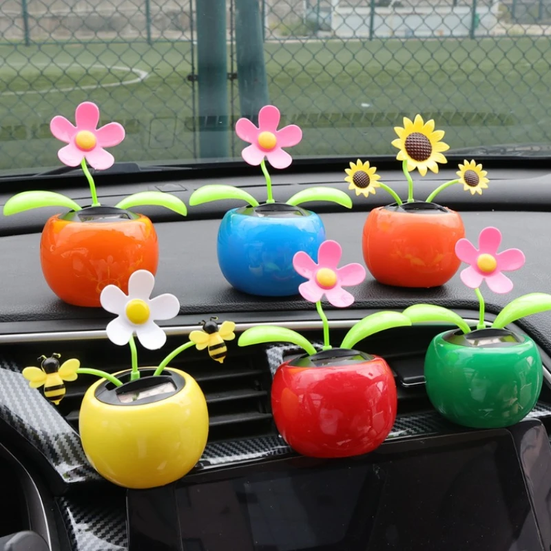 Creative-Solar-Car-Ornament-Auto-Dancing-Swinging-Sun-Flower-Decoration ...
