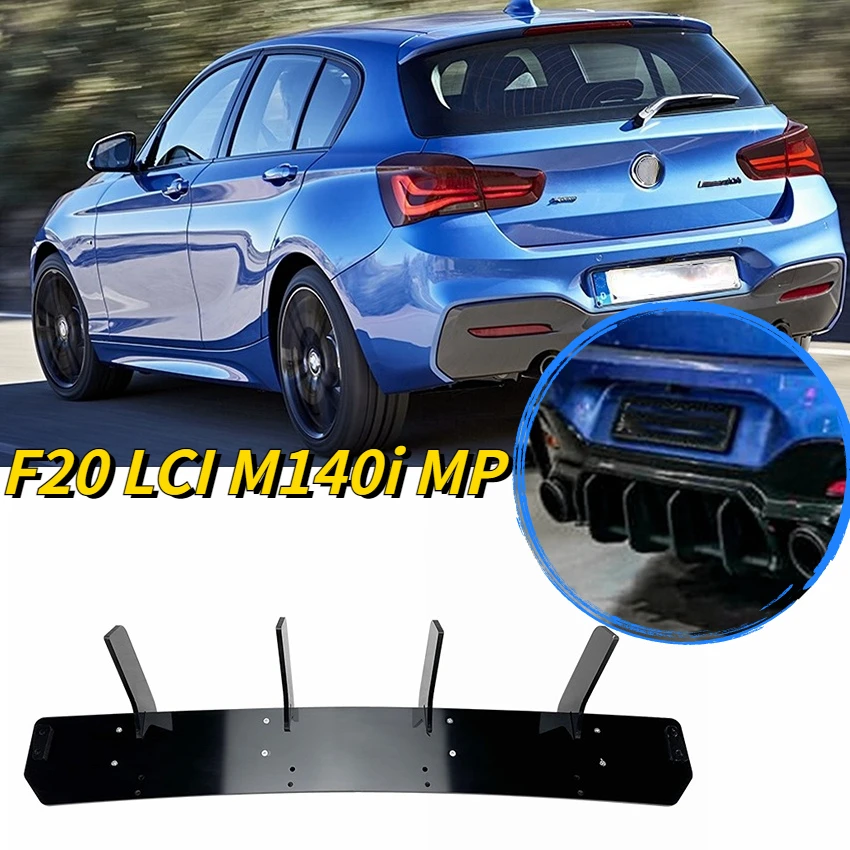For-BMW-1-Series-F20-M140i-4-Fins-Glossy-Black-Rear-Diffuser-Rear ...