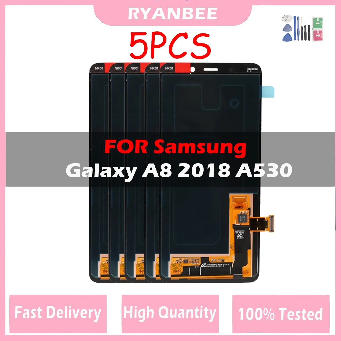 5Pcs-Lot-NEW-Original-Amoled-LCD-For-Samsung-Galaxy-A8-2018-A530-A530F ...