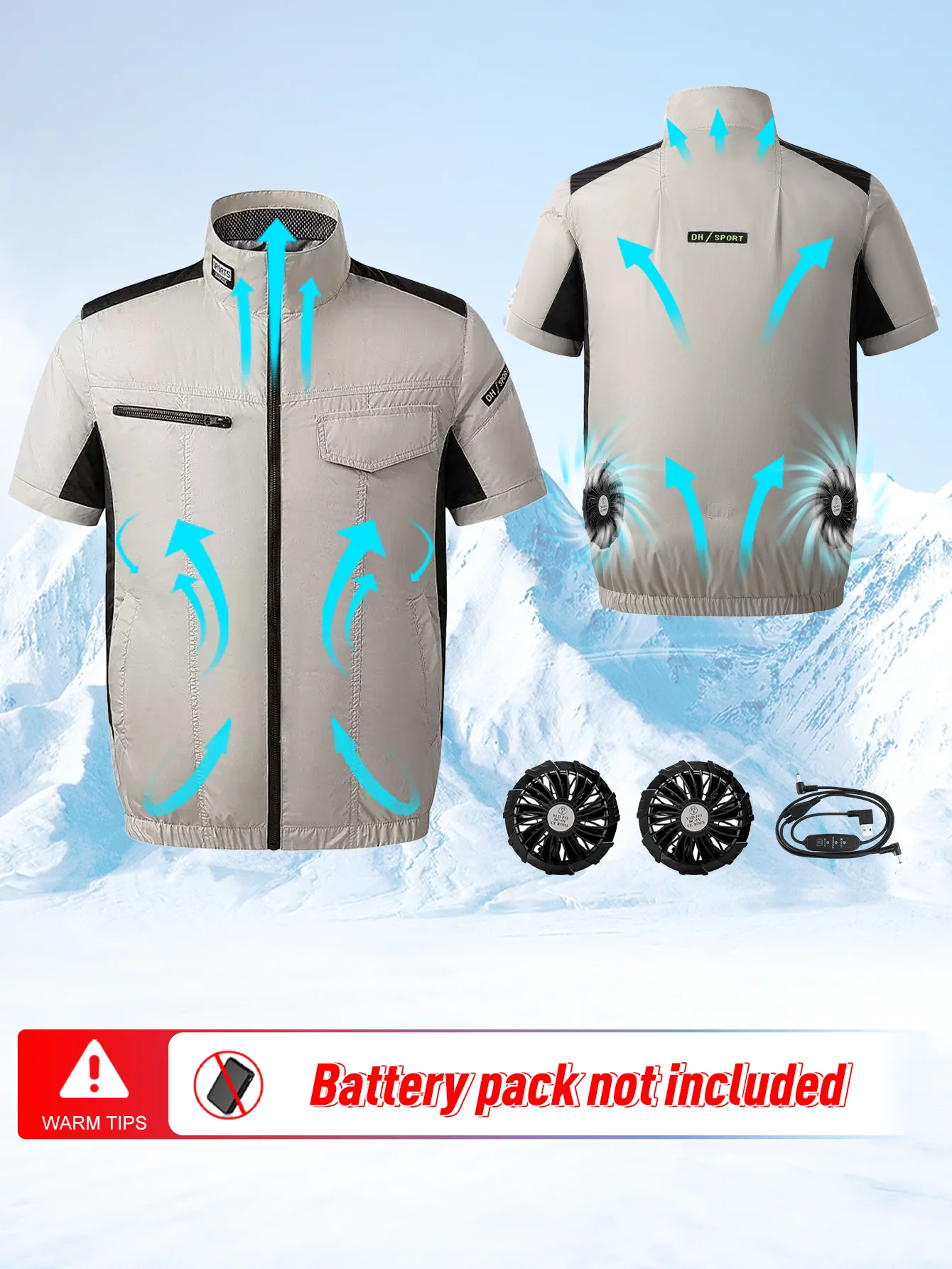 Cooling fan jacket, with 2 fan, Adjustable air volume in 3 levels ...