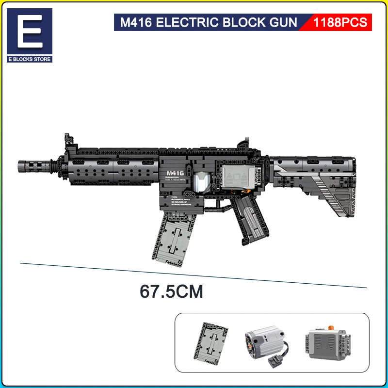 Military-Electric-M416-Rifle-Assembled-Building-Blocks-Bricks-Model-MOC ...