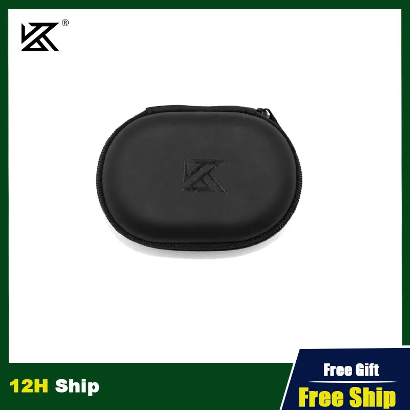 KZ-Oval-logo-Storage-Bag-Headphones-PU-Zipper-Storage-Box-Black ...