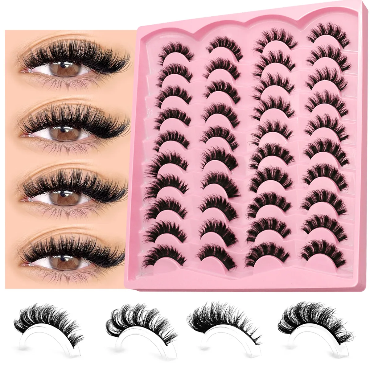 GROINNEYA-5-20-Pairs-Fluffy-Mink-Lashes-3D-Mink-Lashes-Faux-Mink-Fluffy ...