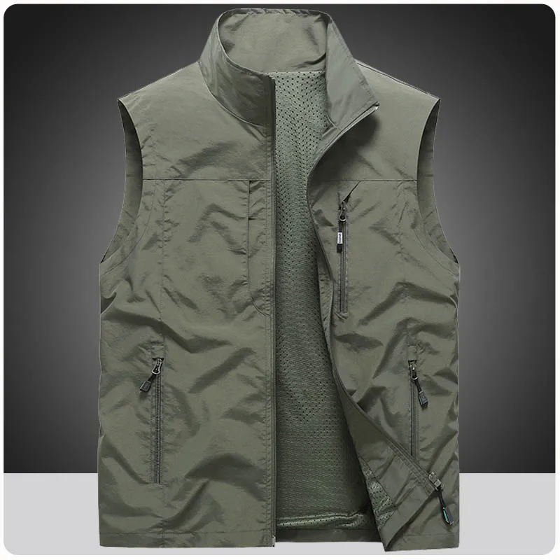 Plus Size 7XL 8XL Autumn Mens Sleeveless Vest Outdoor Safari Fishing ...