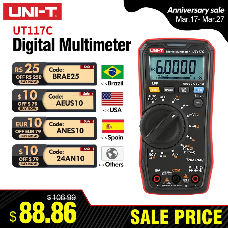 UNI-T-Professional-Digital-Multimeters-UT117C-AC-DC-Voltmeter-Ammeter ...