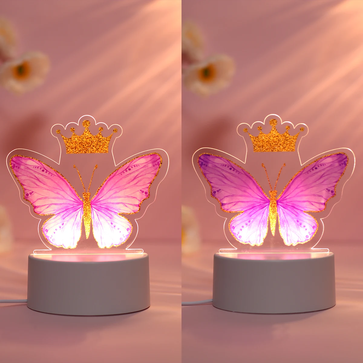 Butterfly-LED-Night-Light-USB-Pink-Purple-Butterfly-Acrylic-Lamp ...