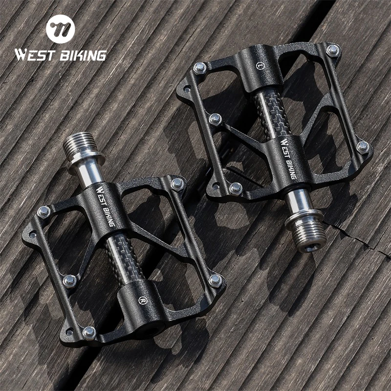 WEST-BIKING-Titanium-Axle-Bike-Pedal-Ultralight-3-Bearing-Carbon-Shaft ...