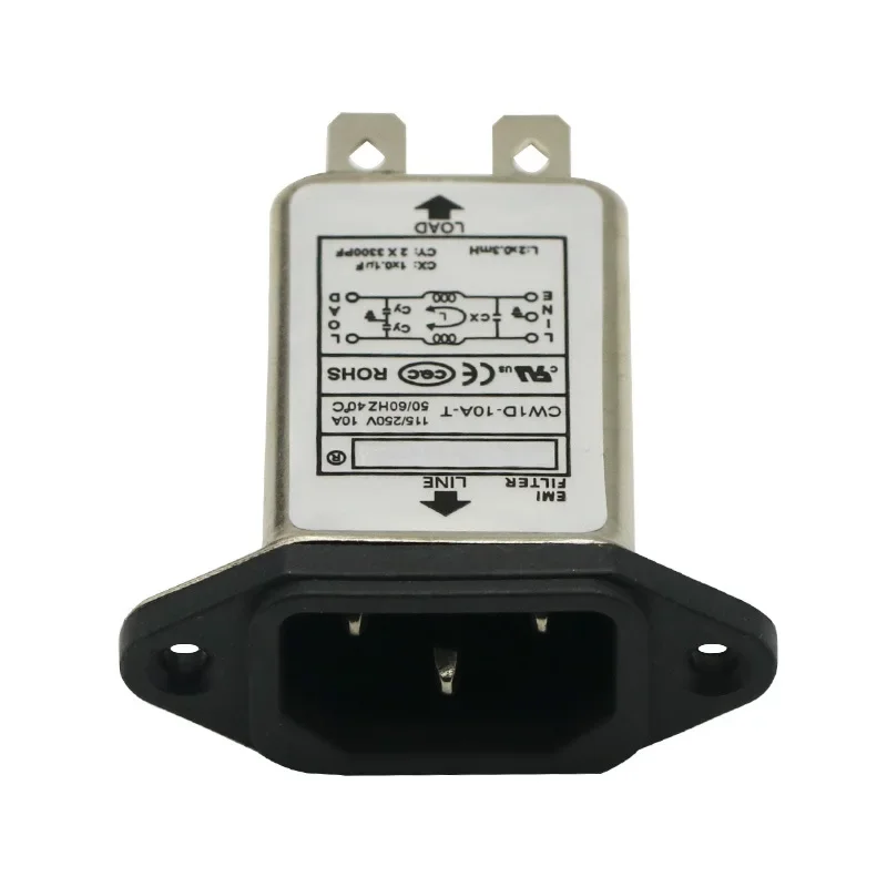1x-AC115V-250V-10A-50-60Hz-IEC-Socket-Panel-Mount-Power-Line-EMI-RFI ...