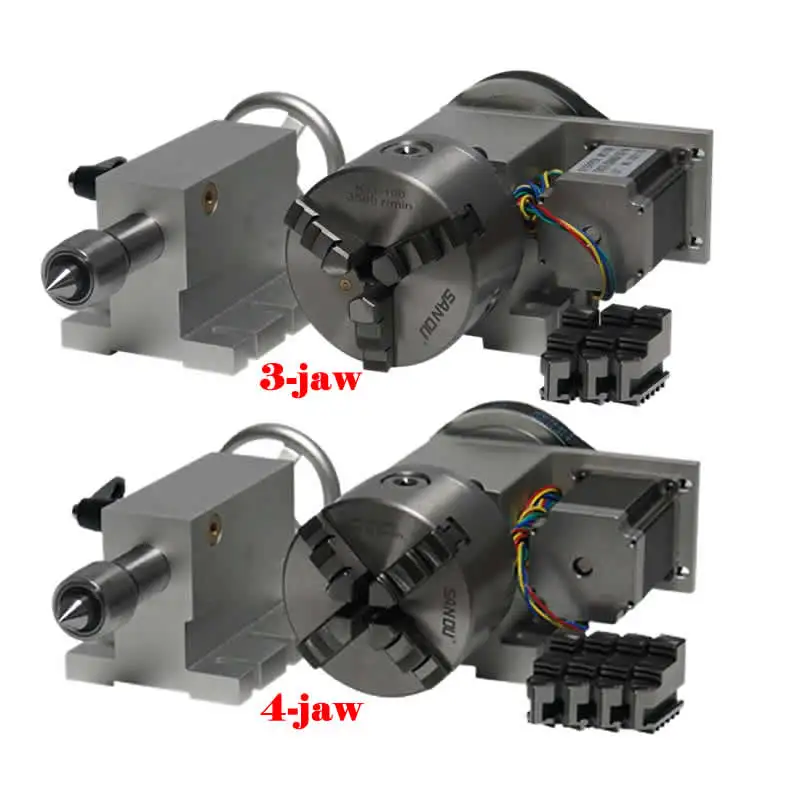 100mm-CNC-Hollow-Shaft-Chuck-Rotary-Axis-Kit-3-jaw-4-jaw-4th-Axis ...