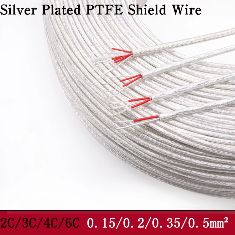 0.15~0.5mm High Purity Silver Plated OFC PTFE Shielded Wire 2 3 4 6 ...