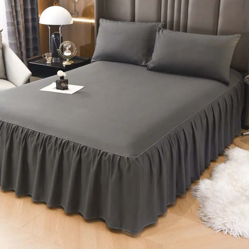 Colcha-coreana-antiderrapante-saia-de-cama-de-cor-s-lida-len-ol-de ...