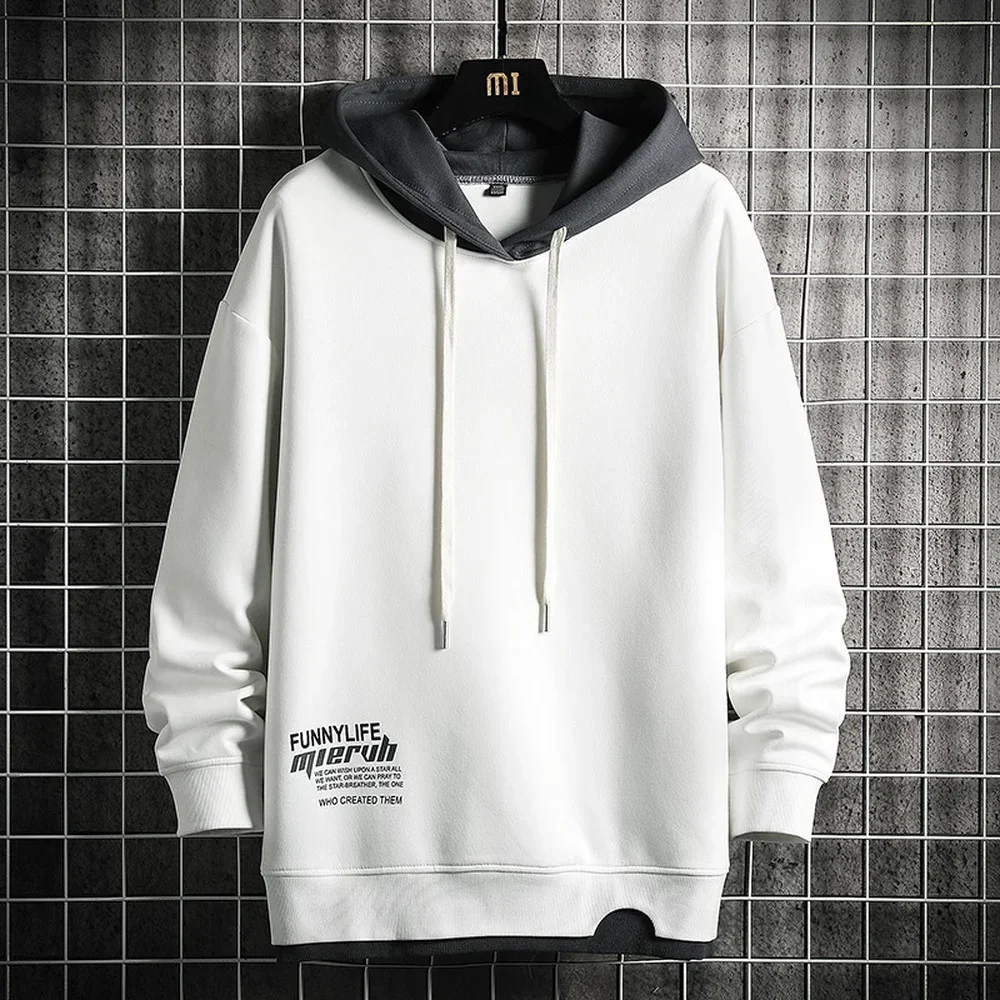 White-Hoodies-Men-Fashion-Clothing-Color-Block-Hip-Hop-Hoodies-For-Men ...