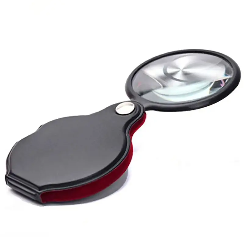 Portable Handheld 8X Magnifier Leather Magnifier Loupe Pocket ...