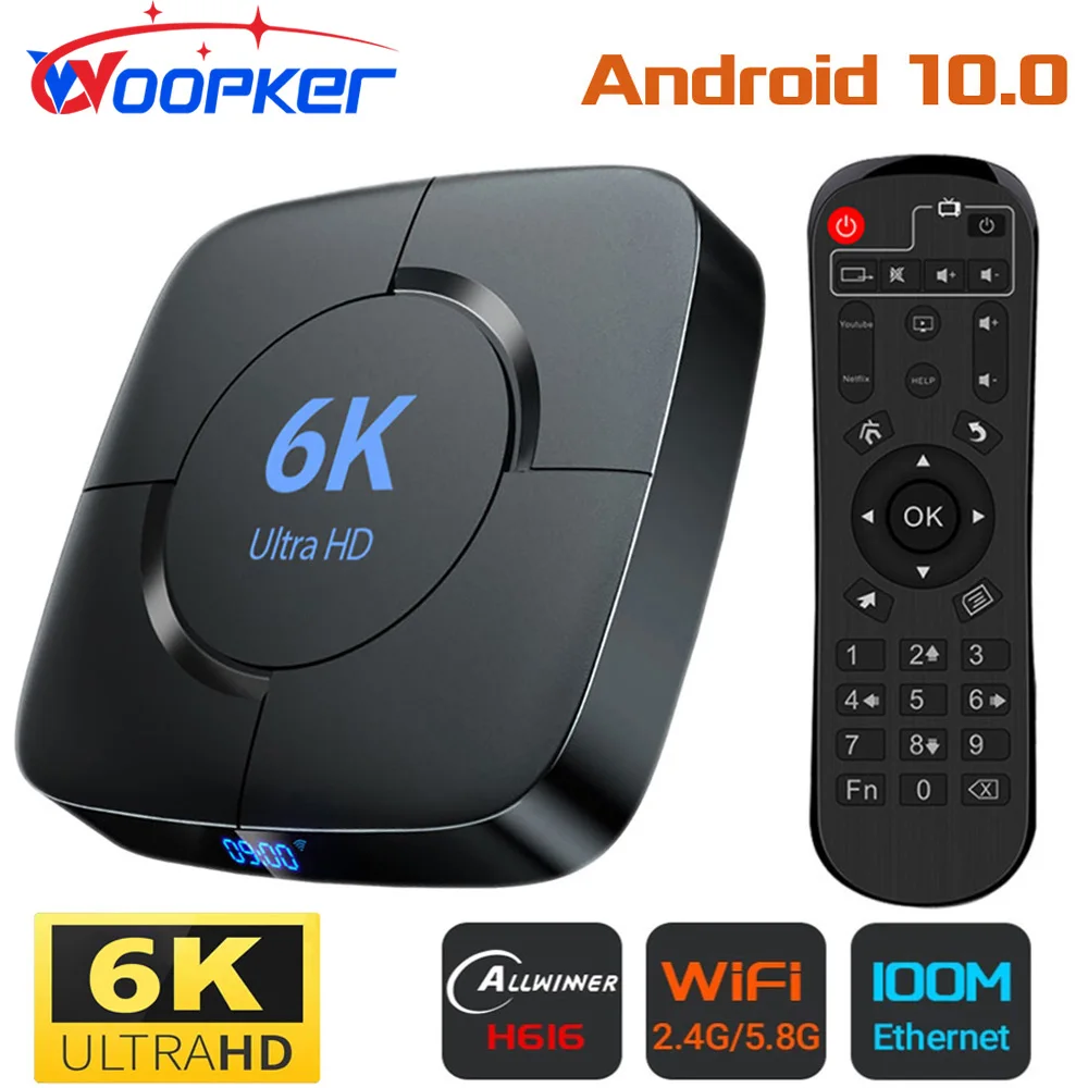 Woopker Android 10.0 TV BOX Allwinner H616 Voice Assistant 3D 6K 4K ...