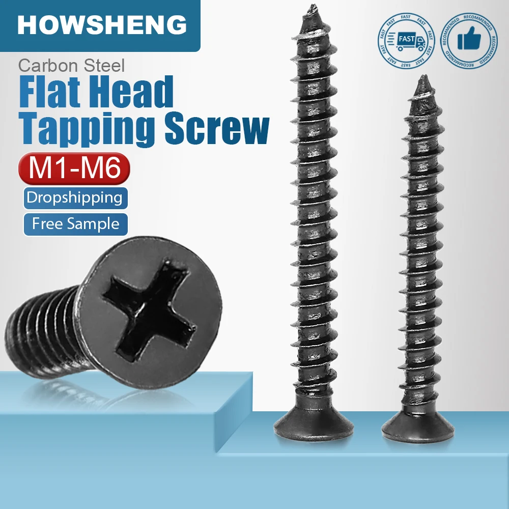HOWSHENG-Cross-Flat-Head-Auto-Tapping-Mini-Parafuso-A-o-Carbono ...