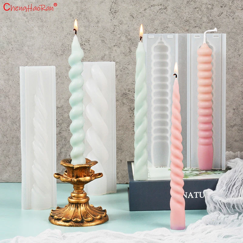 1PC DIY Long Strip Candle Silicone Mold Irregular Shape Spiral Candles ...