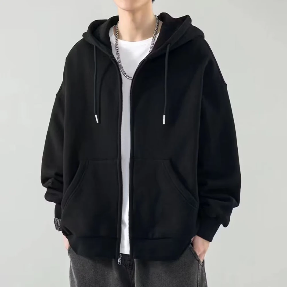 Mens-Classic-Zip-Up-Thin-Korean-Hooded-Jacket-Coat-Solid-Color-Hoodie-Sweatshirt-Tops-Casual ...