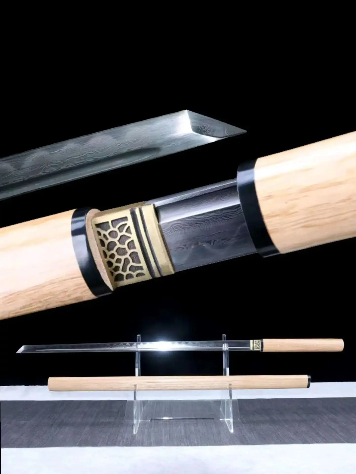 Espada-de-batalla-China-Horizontal-Real-hecha-a-mano-hoja-de-Kungfu-de ...