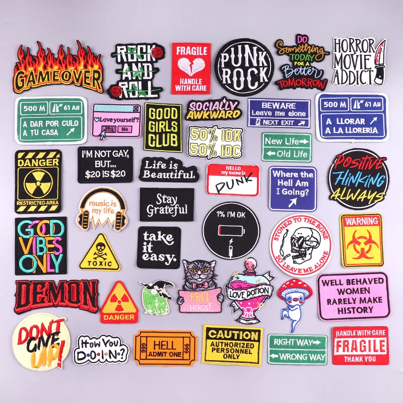 Embroidered-Patches-DIY-Letter-Slogan-Embroidery-Patch-Iron-On-Patches ...