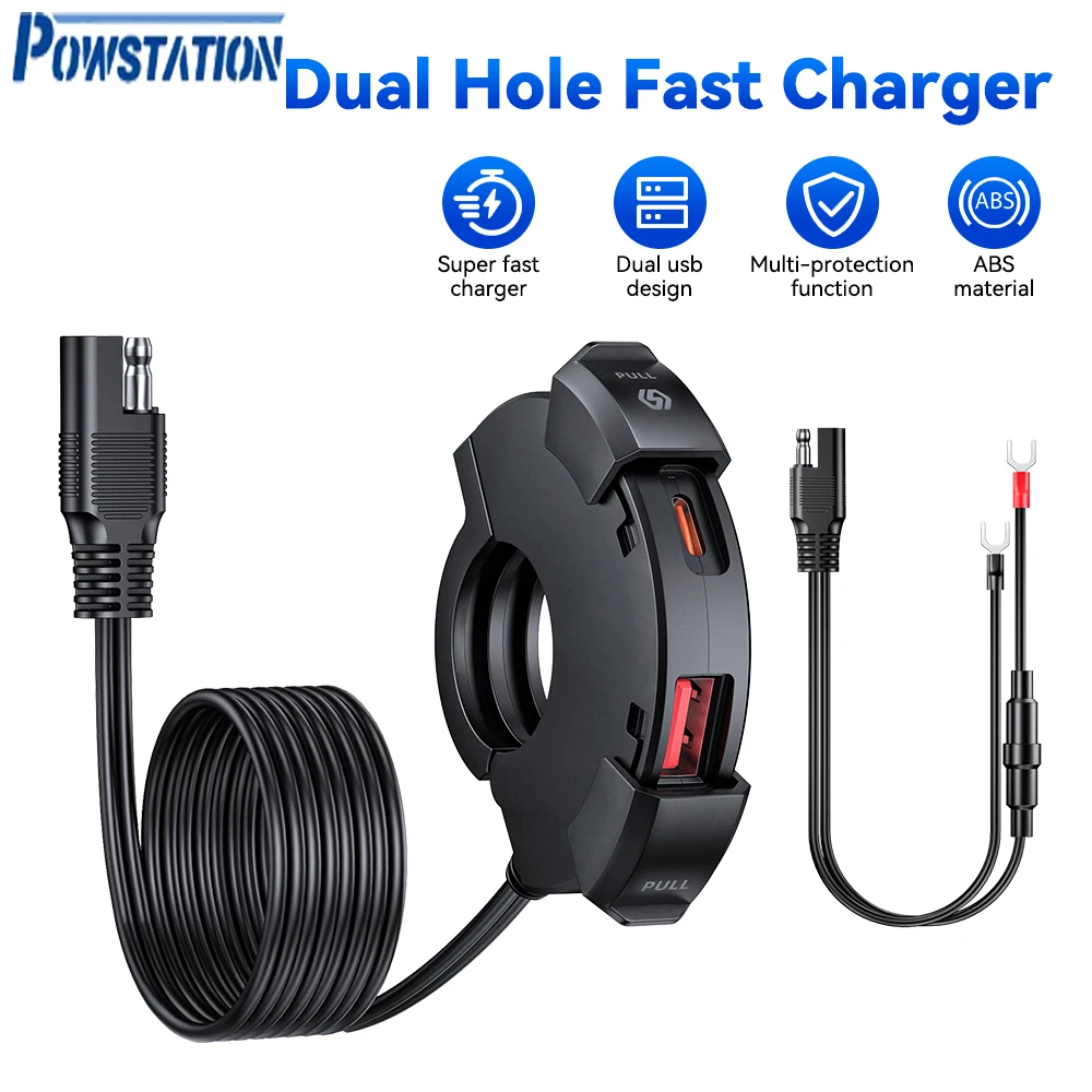 Powstation-Motorcycle-USB-Quick-Charger-Waterproof-TYPE-C-Charger-Fast ...