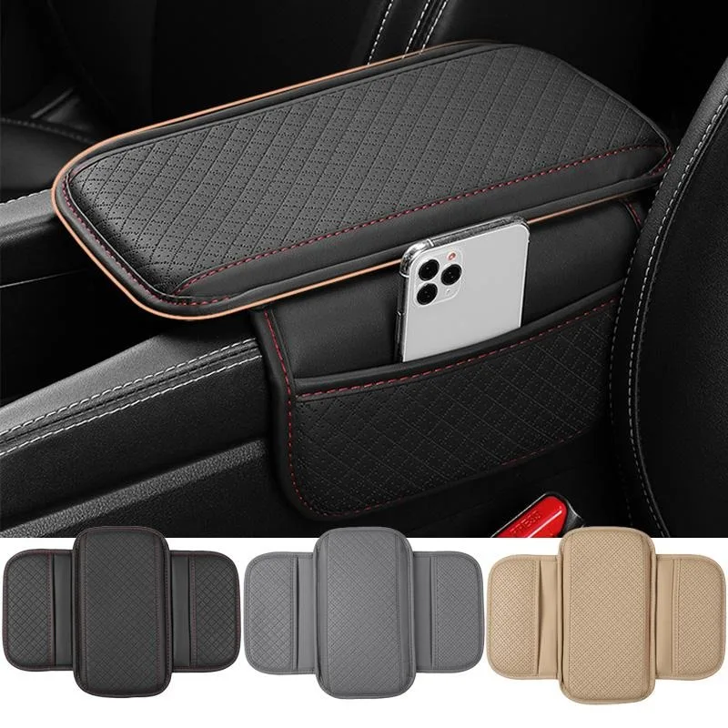 Universal Car Arm Rest Cushion PU Leather Breathable Center Console Box ...