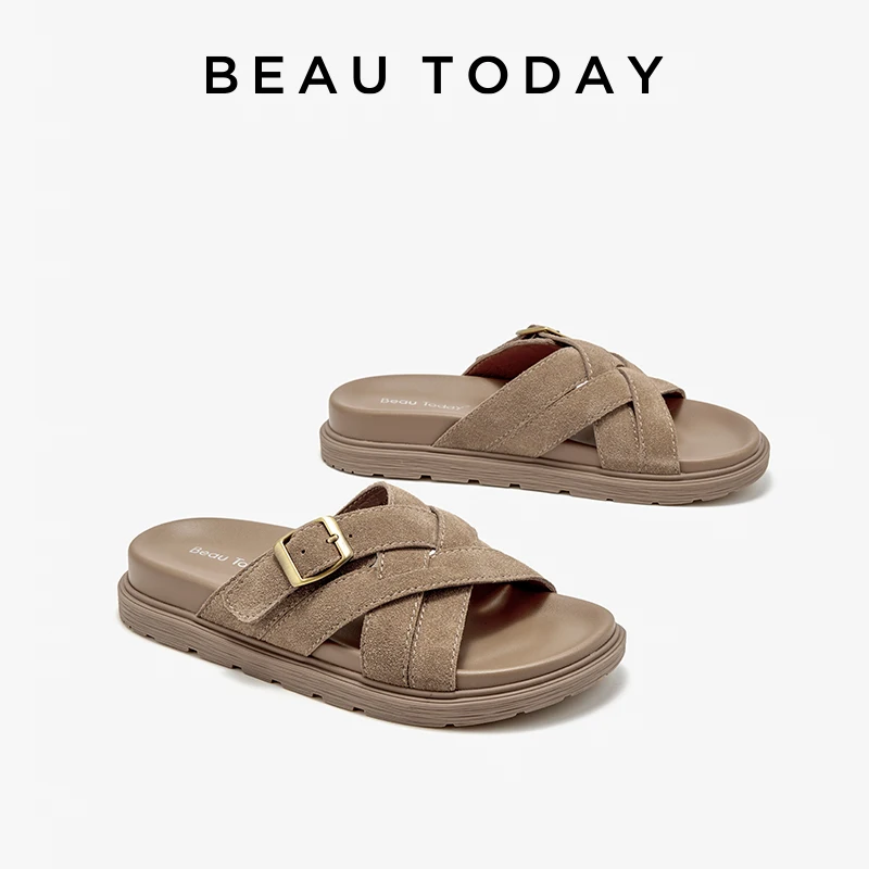 BEAUTODAY-Modern-Slippers-Women-Genuine-Cow-Suede-Solid-Color-Open-Toe ...