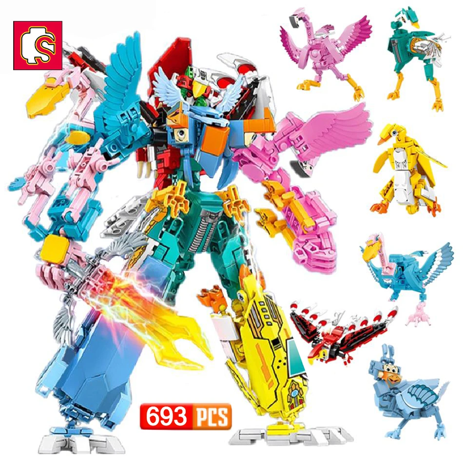 SEMBO 6IN1 Deformation Mech Sky Knight Robot Building Blocks City ...