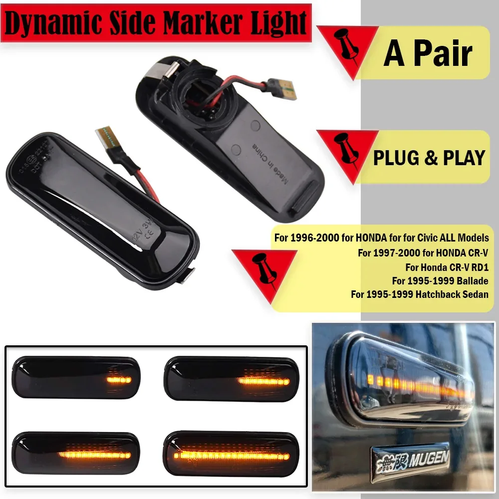 2Pcs Dynamic LED Side Marker Blinker Turn Signal Light Indicator Lamp ...