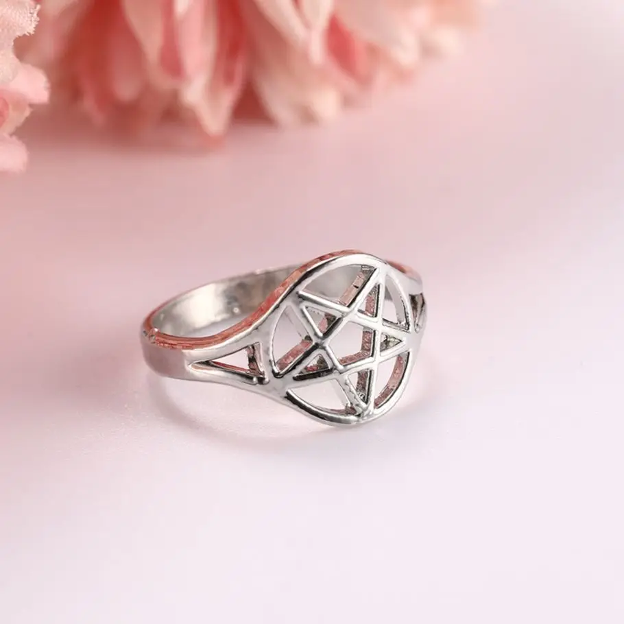 Jeshayuan-Wiccan-Pentagram-Hexagon-Ring-For-Women-Stainless-Steel-Star ...