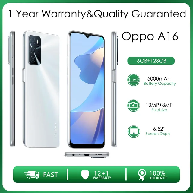 Original Unlocked Oppo A16 Dual Sim 6GB RAM+128GB Octa-core 13MP 6.52 ...