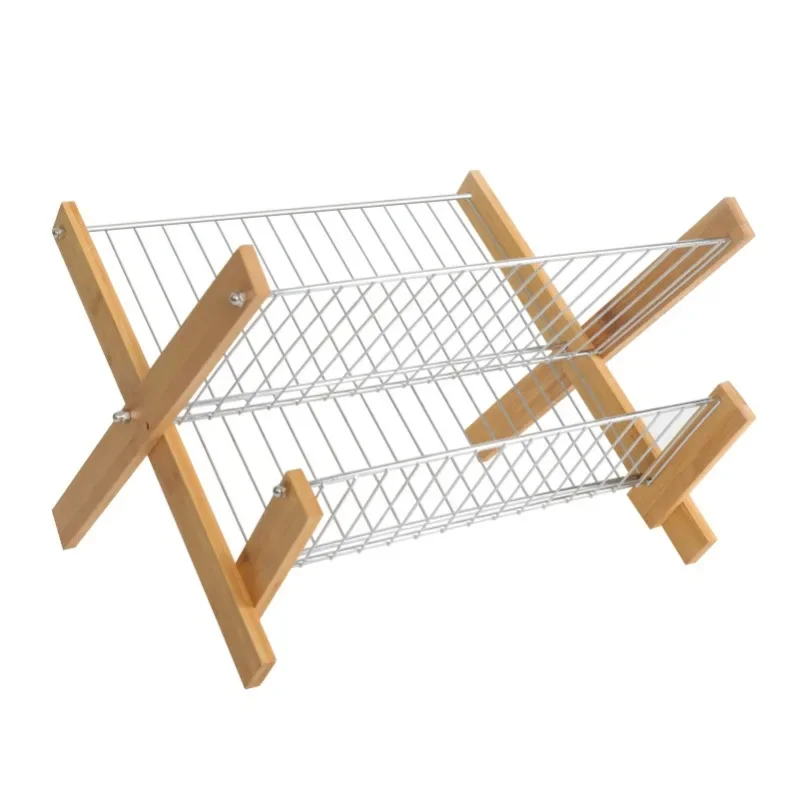 X-shaped-Foldable-Drain-Bowl-Metal-Rack-Double-Layer-Kitchen-Drain-Rack ...