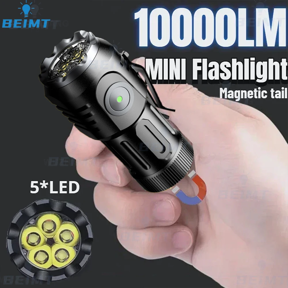 10000LM-Mini-5-Led-Flashlights-USB-Rechargeable-with-18350-Battery ...
