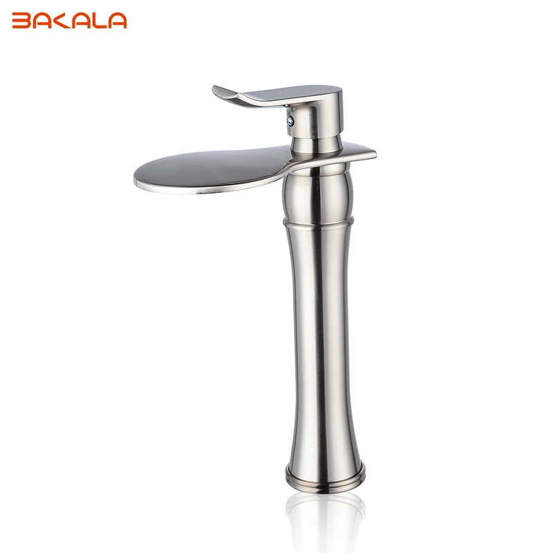 Bakala Deck Mounted Waterfall Bathroom Sink Vessel Faucet Nickel ...