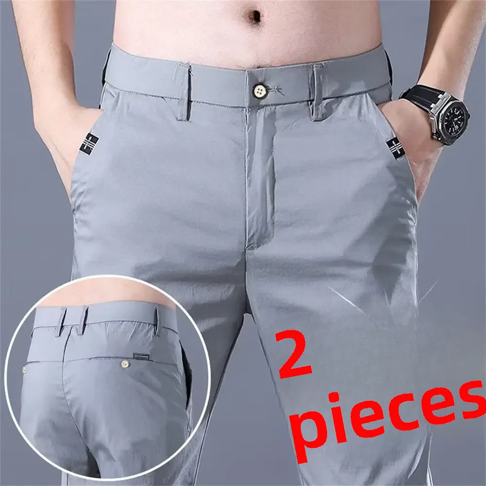 Men-s-Casual-Ice-Silk-Pants-Summer-Thin-Straight-leg-Pants-Loose-fit ...