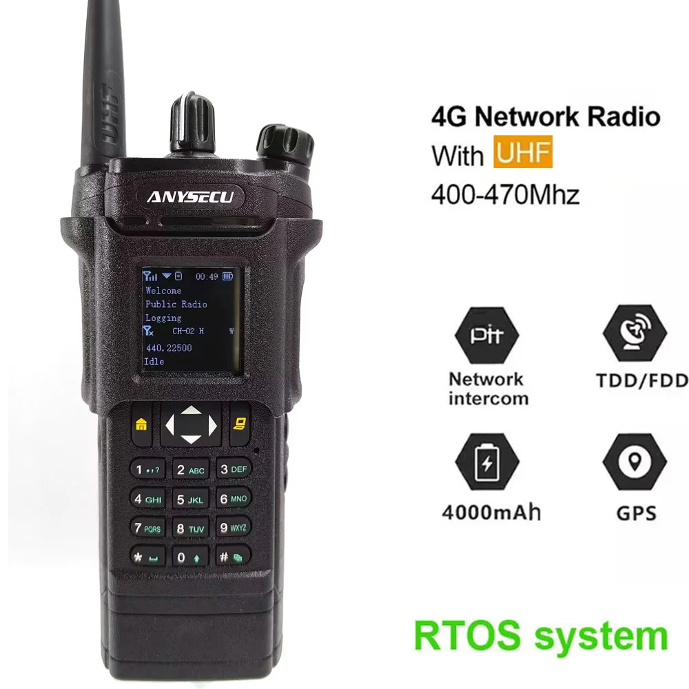 ANYSECU HD6500 4G Network Radio UHF400-480Mhz Analog Walkie Talkie RTOS ...