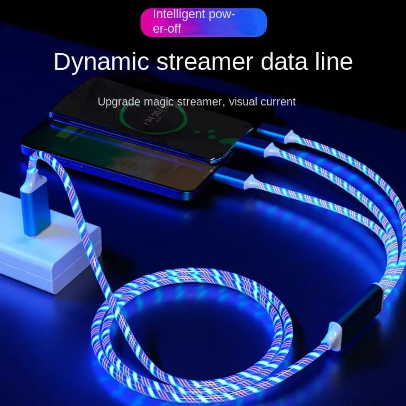 3 IN 1 Glowing LED Light Phone Charger Luminous USB Type C Cable For ...