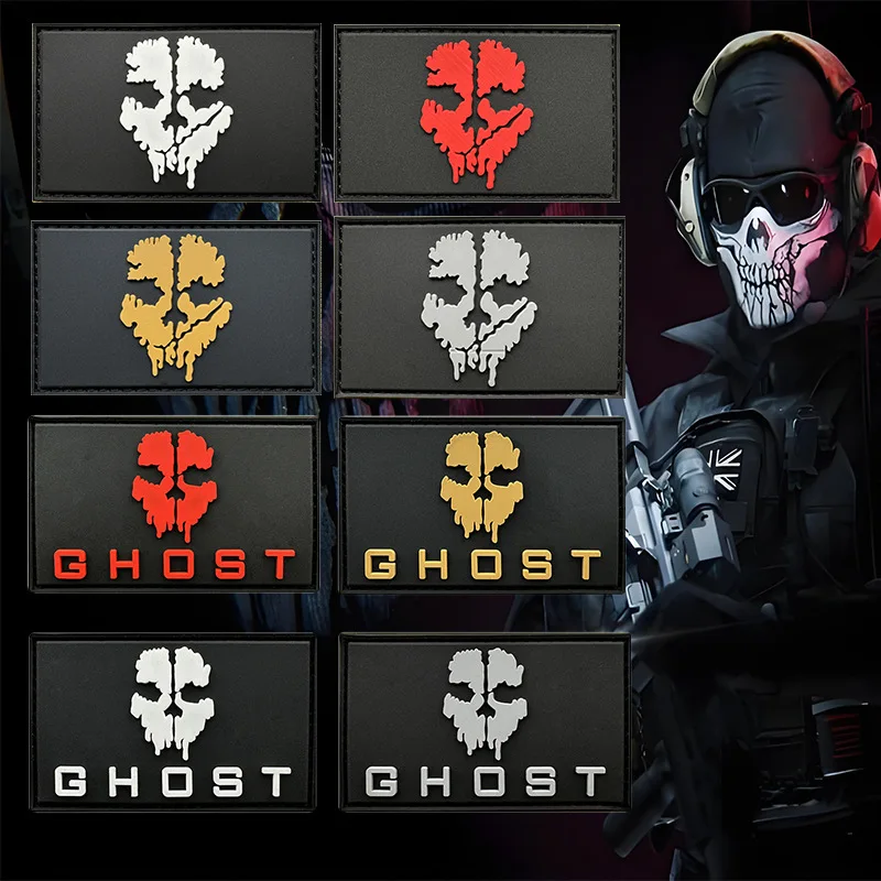 Call-of-Duty-Ghost-Mask-Morale-Badge-Luminous-PVC-Patches-Tactical ...