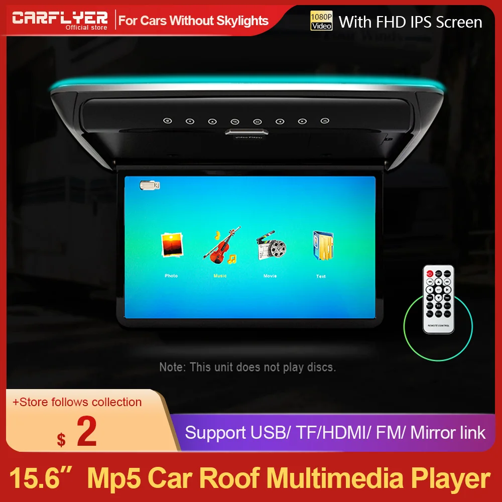 15-6-Car-Roof-Monitor-LCD-Flip-Down-Screen-Overhead-Multimedia-Video ...