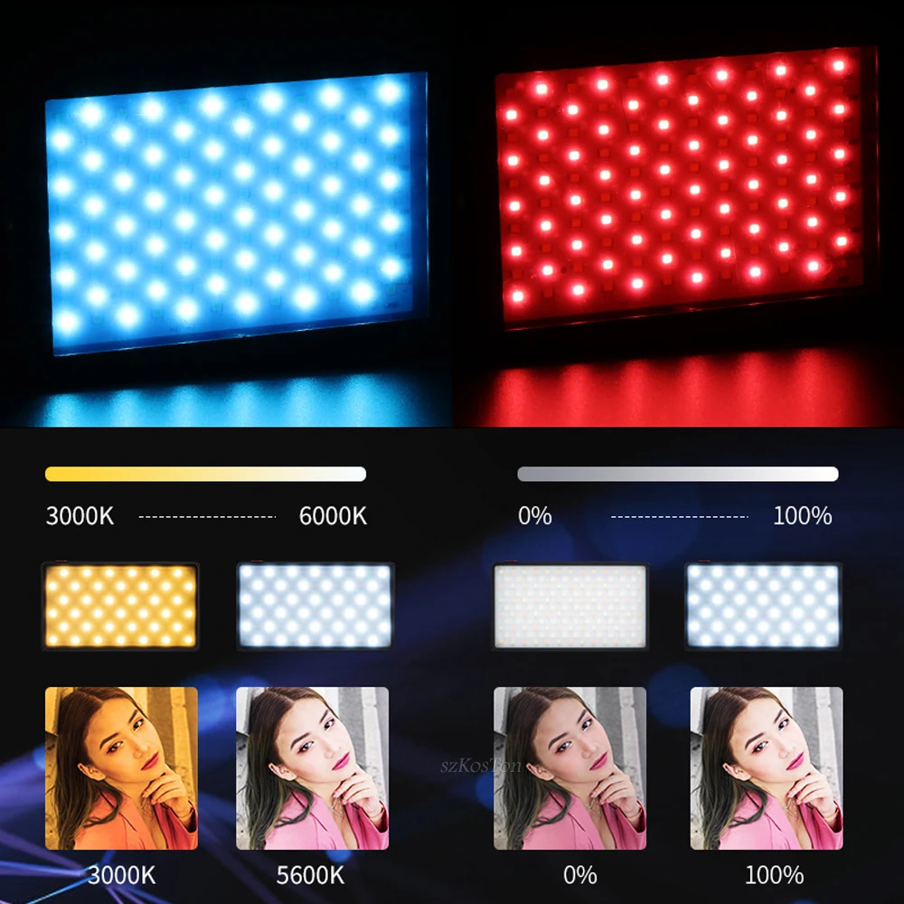 Led Photography Video Light Panel Lighting Photo Studio Lamp Kit 3000k-6000k With Rgb Filters ...