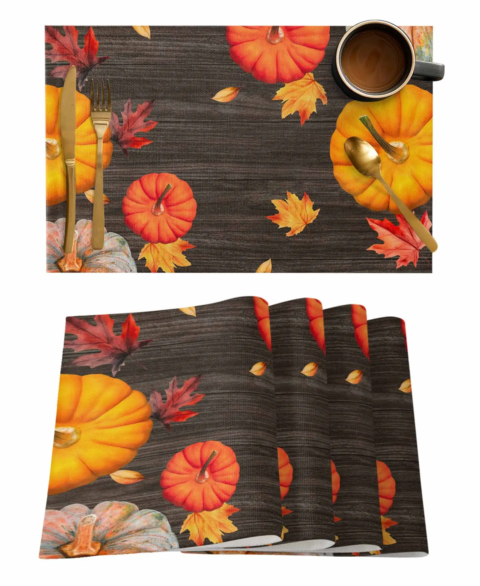 Autumn-Pumpkin-Maple-Leaf-Wood-Grain-Table-Mat-Wedding-Holiday-Party ...