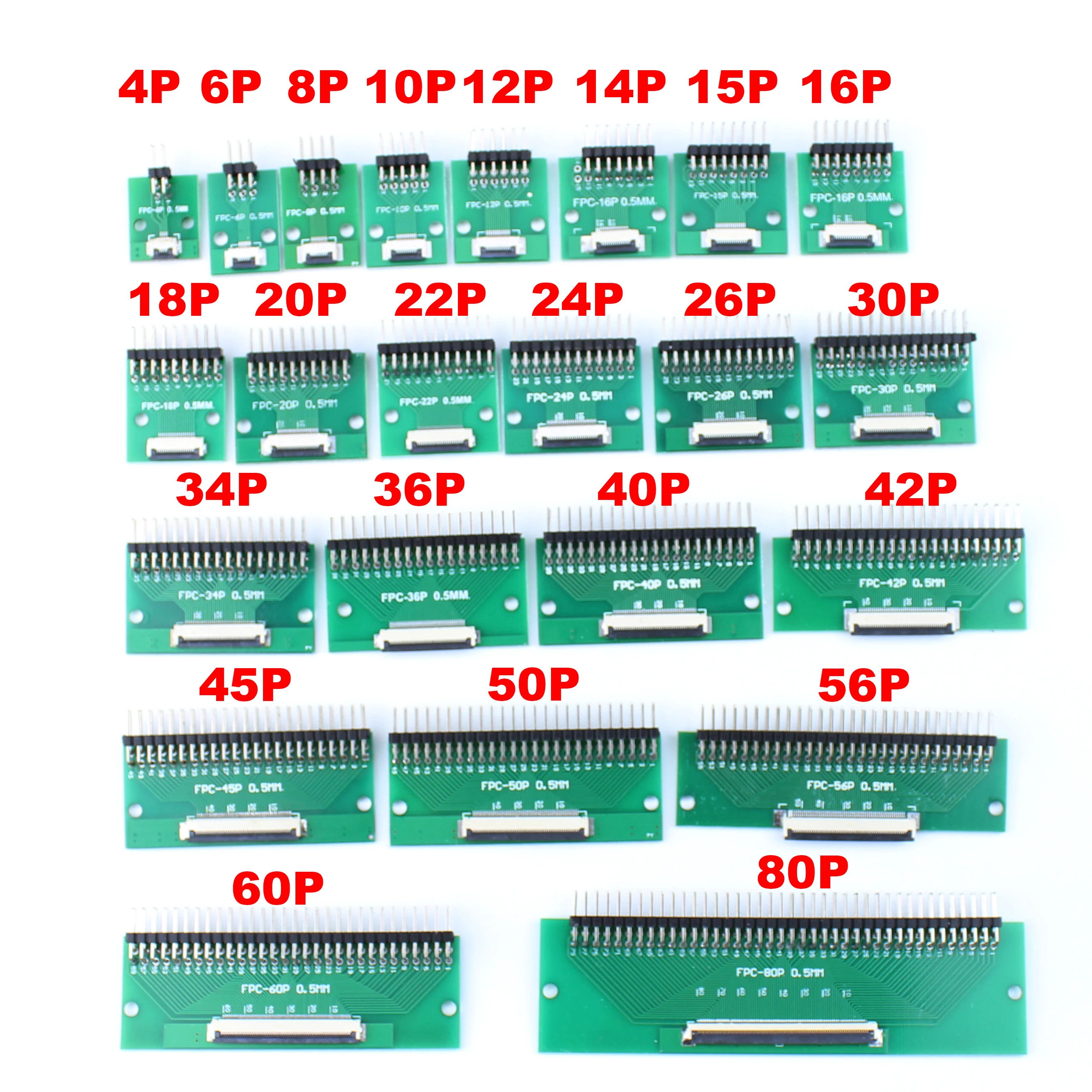 1pcs 4P-- 50P 0.5mm pitch Connector SMT Adapter to 2.54mm 1.00 inch ...