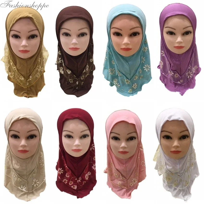 Islamic Kids Girls Head Scarf Headwear Muslim Hijab Inner Cap Wrap ...